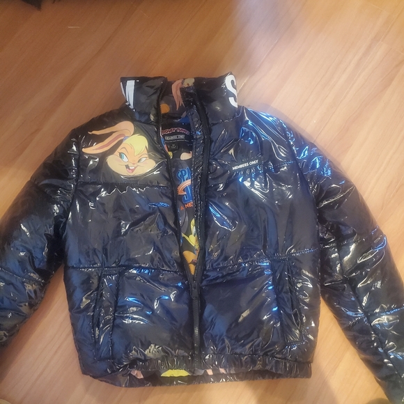 Warner Bros. | Jackets & Coats | Black Bubblepuffer Coat With Space Jam ...
